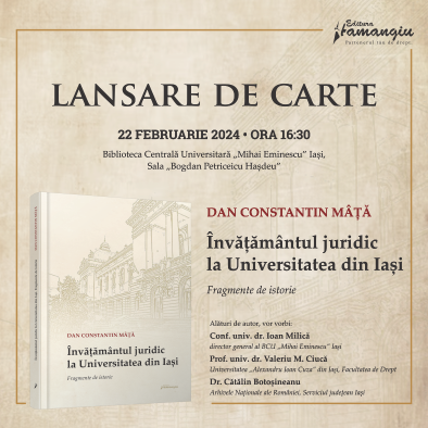 Lansare de carte: Invatamantul juridic la Universitatea din Iasi ...